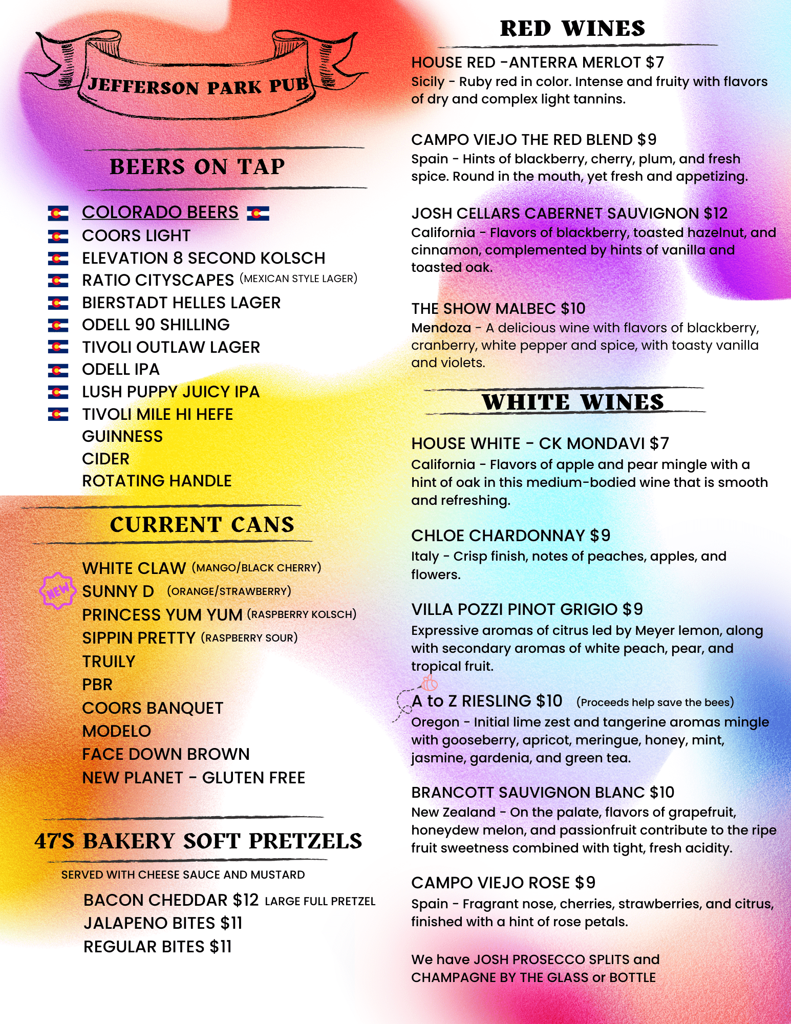 Menu | Jefferson Park Pub